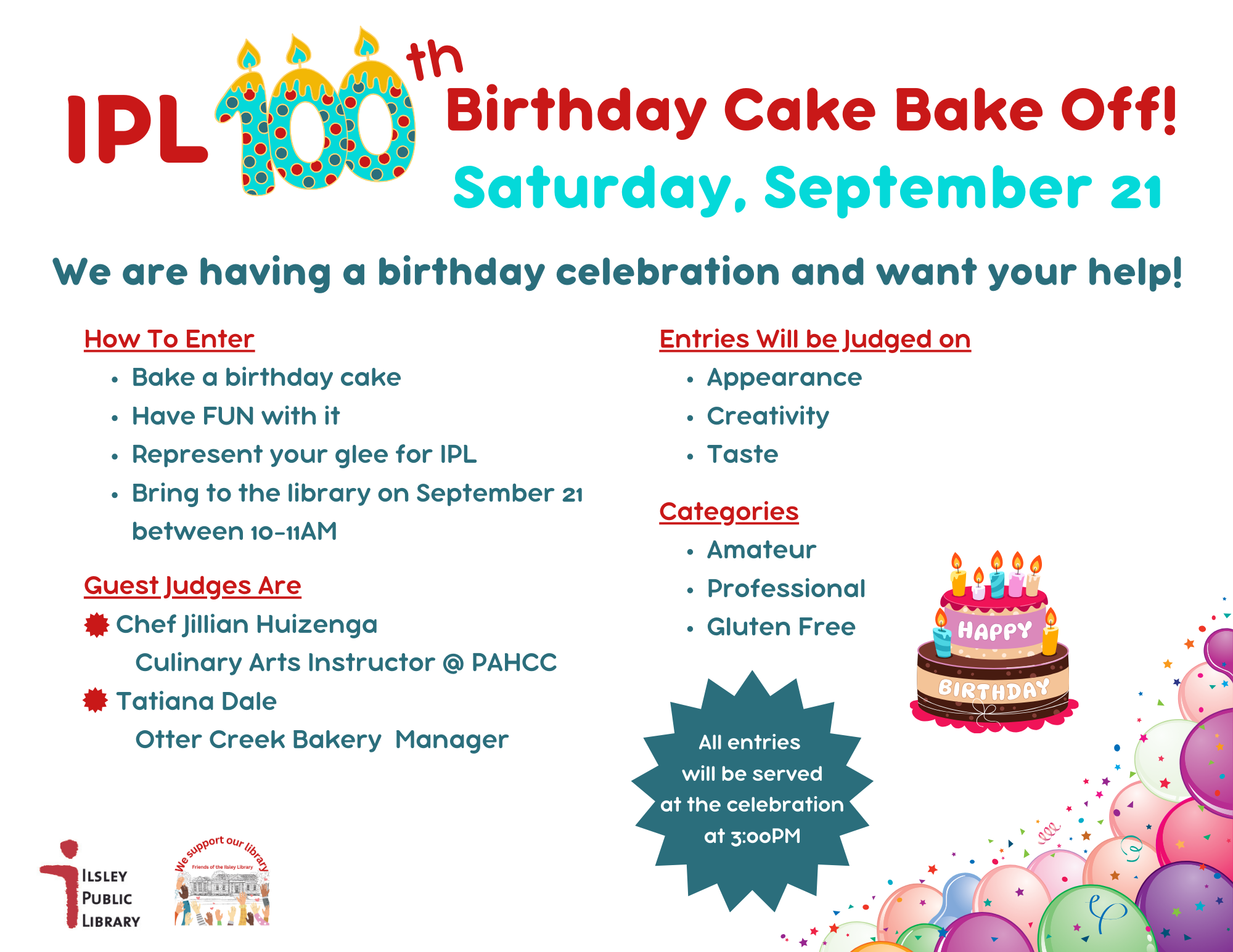 Birthday Cake Bake Off! - Ilsley Public Library